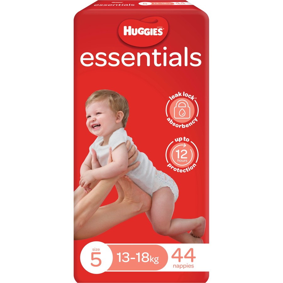 Huggies Essentials Nappies Size 5 (13 - 18kg) 44 Pack | Babyonline